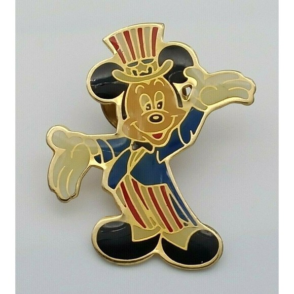 Disney | Jewelry | Vintage Mickey Mouse Brooch Pin Uncle Sam Patriotic ...